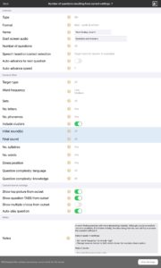 Configuring exercises - Cuespeak