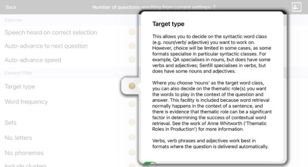 Configuring exercises - Cuespeak