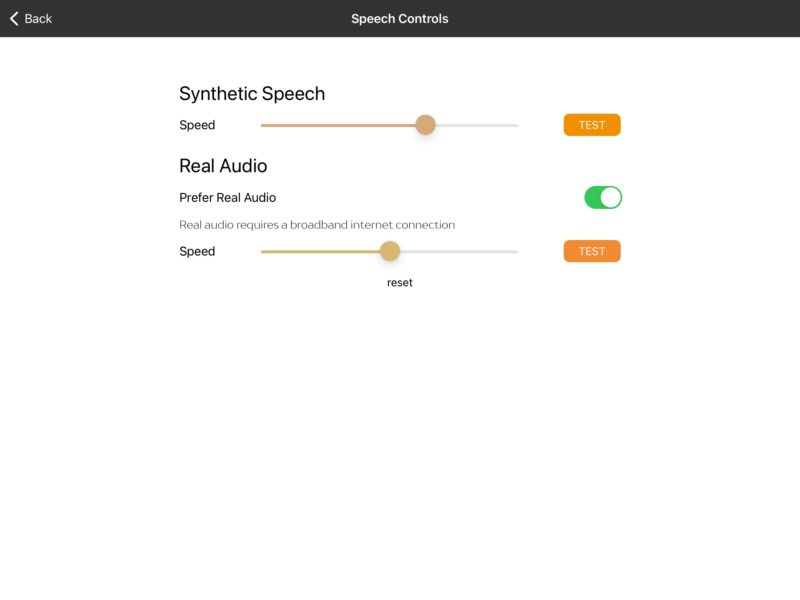 App settings - Cuespeak